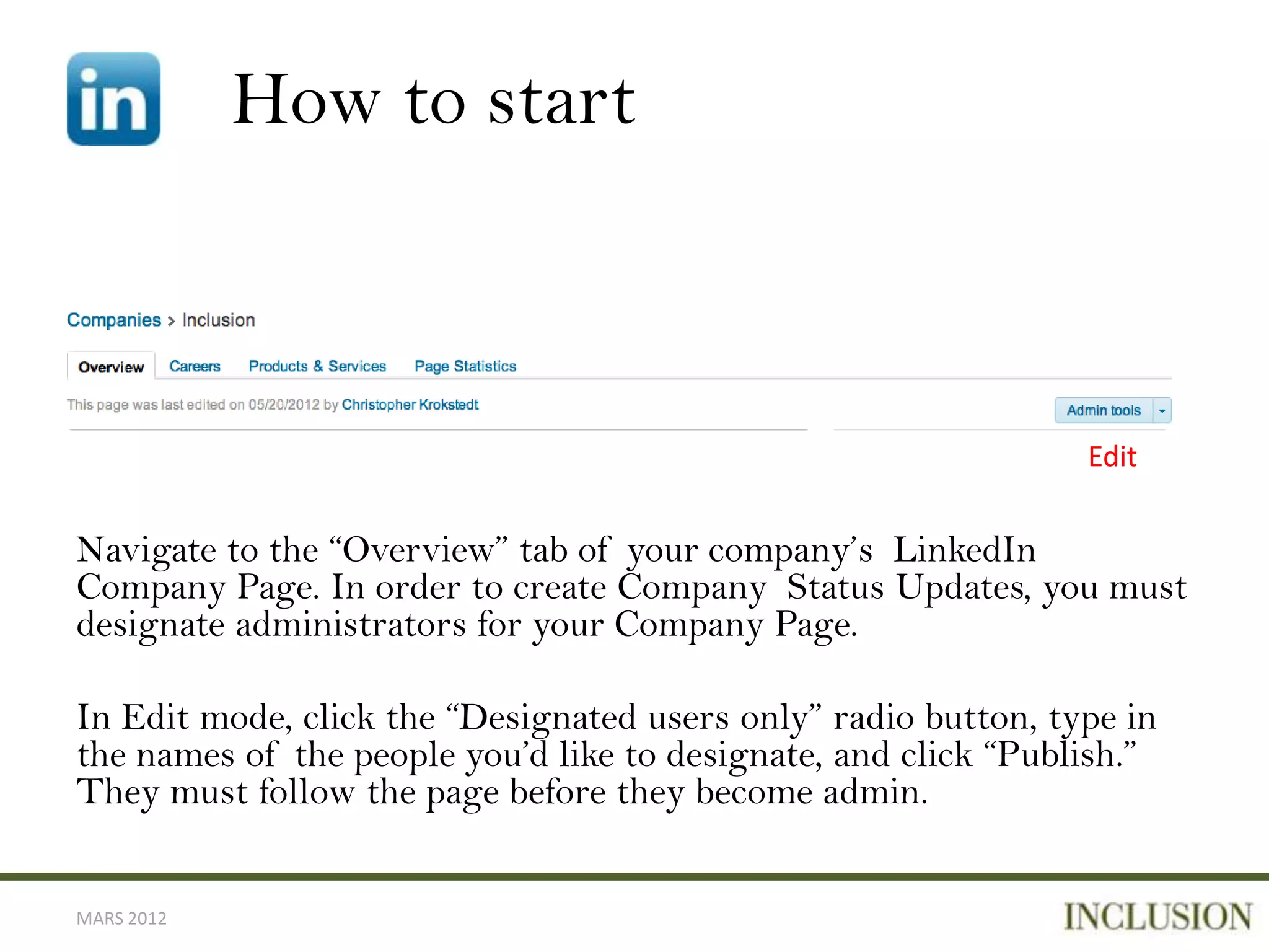Company Status Updates at Linkedin | PPTX
