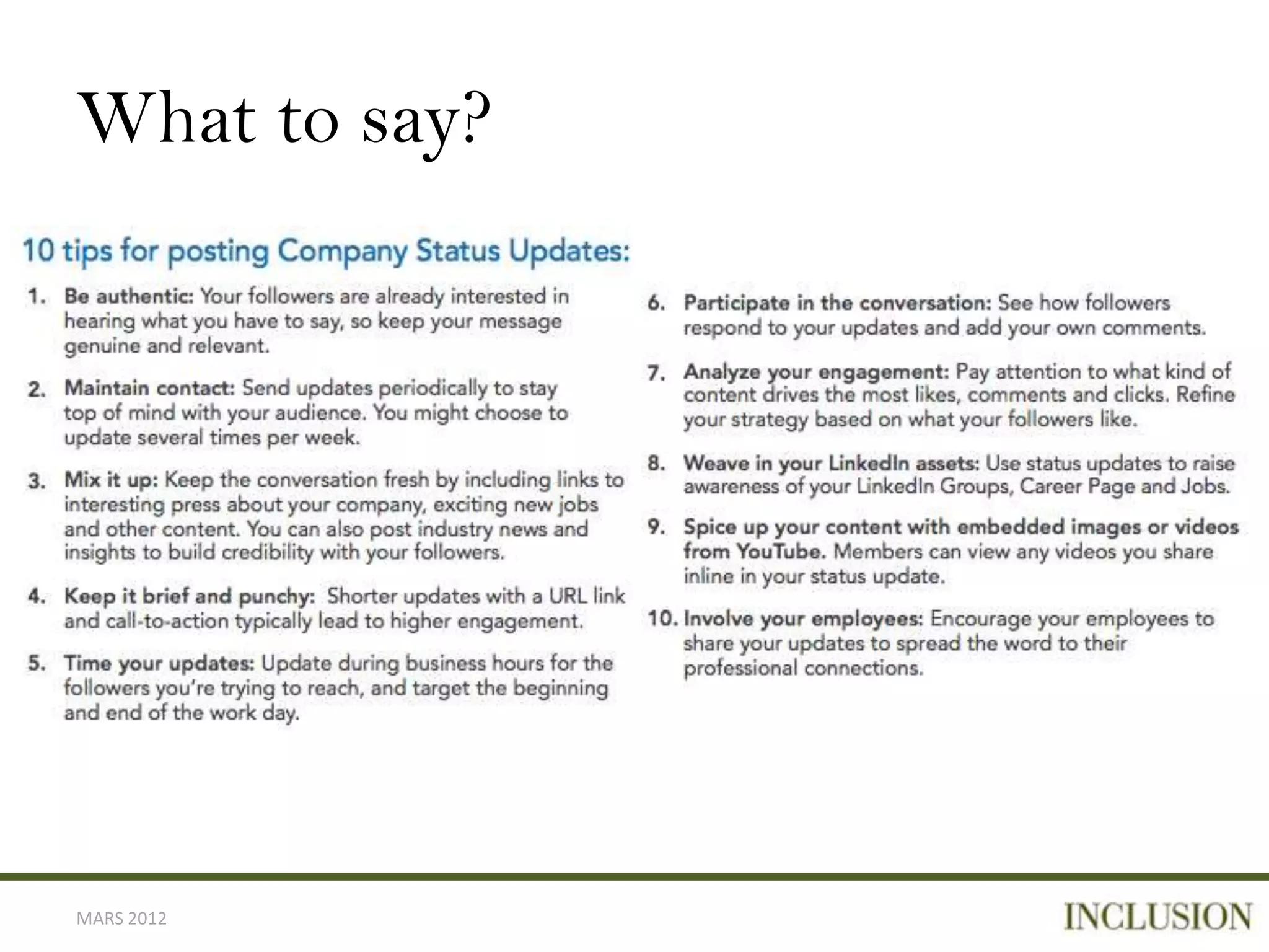 Company Status Updates at Linkedin | PPT