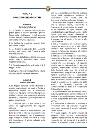 Statuto Regione Calabria (vigente) | PDF