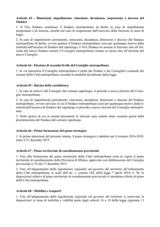 Statuto città metropolitana di Milano del 22-12-2014 | PDF