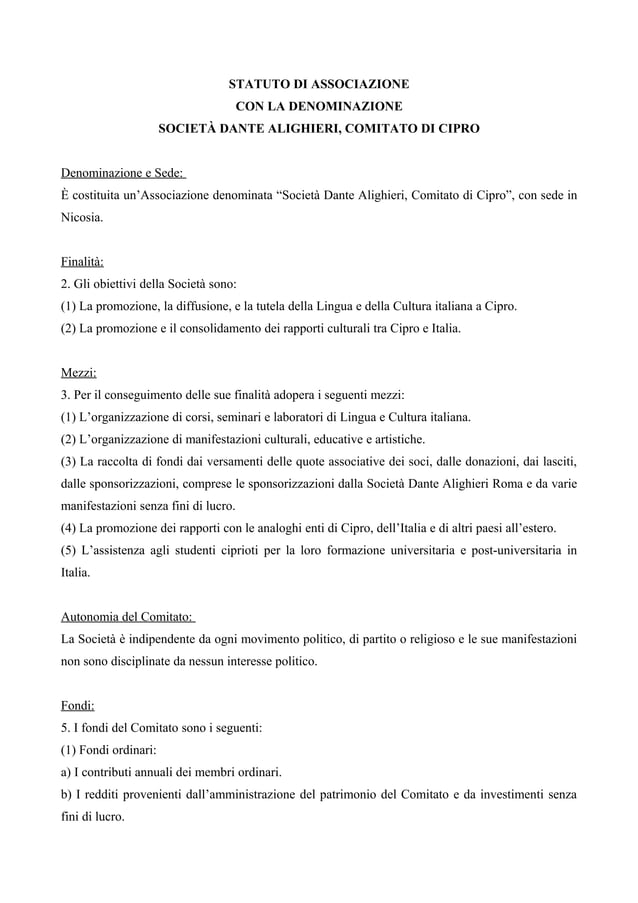 Statuto Dante Alighieri Cipro | DOC