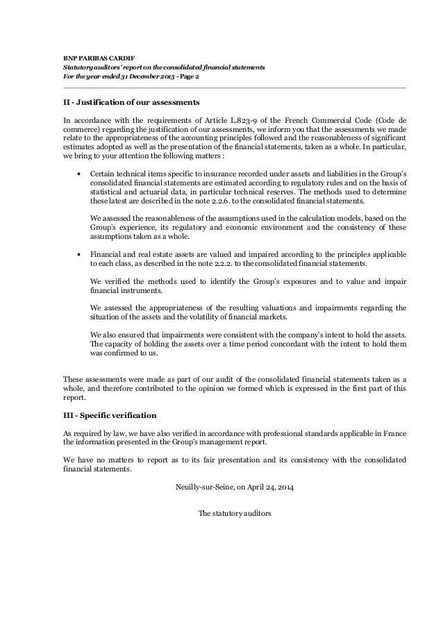 Statutory auditors' report & consolidated financial statements 2013