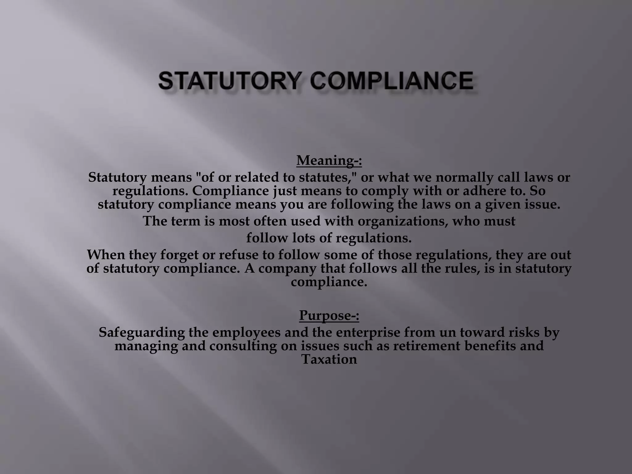 Statutory compliance | PPTX