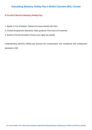 How to Calculate Statutory Holiday Pay in British Columbia (BC), Canada ...