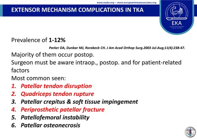 RECONSTRUCTION OF EXTENSOR MECHANISM IN TKA | PDF | Death, Injury, or ...