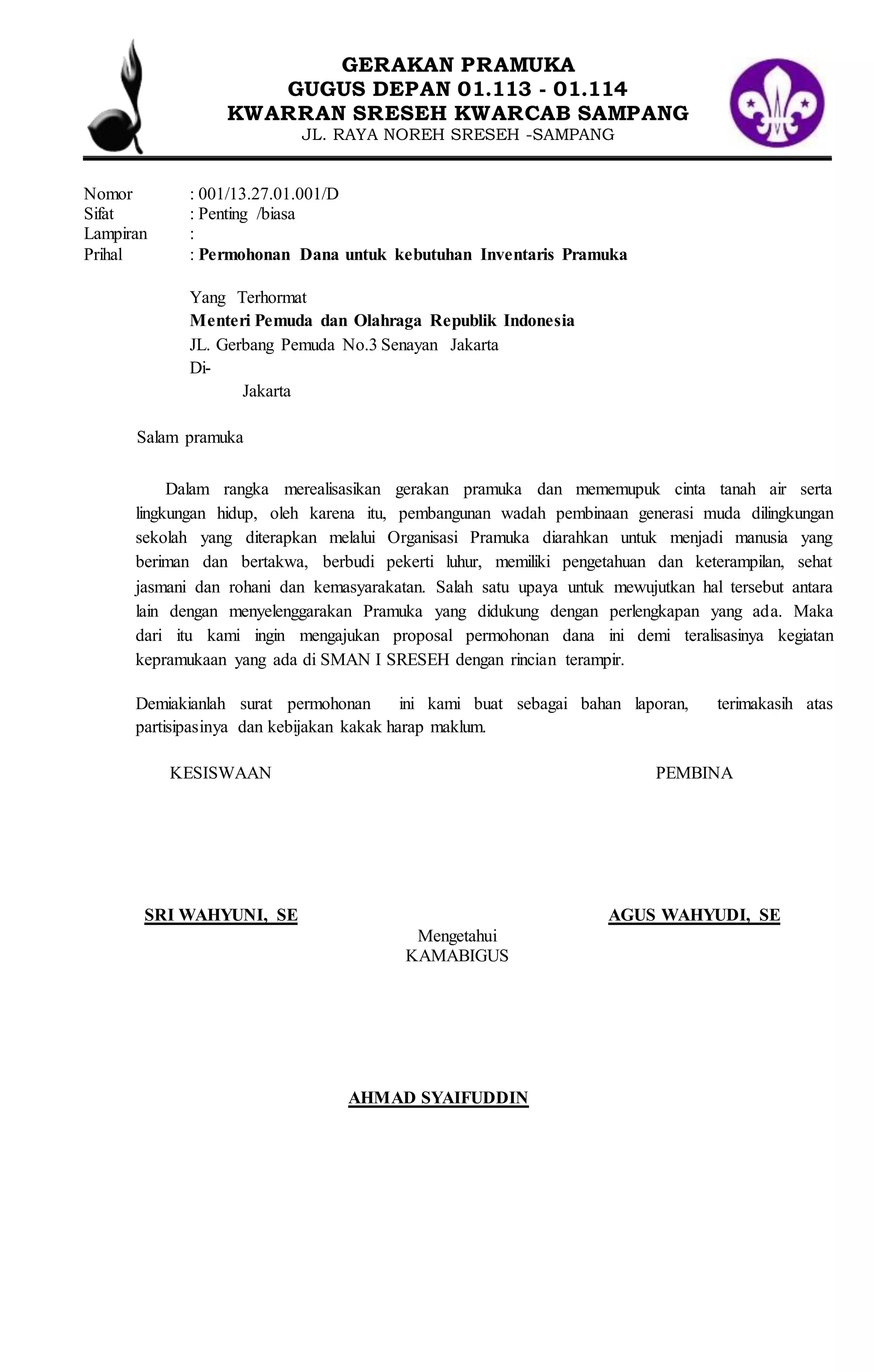 Contoh Proposal Pramuka | DOCX