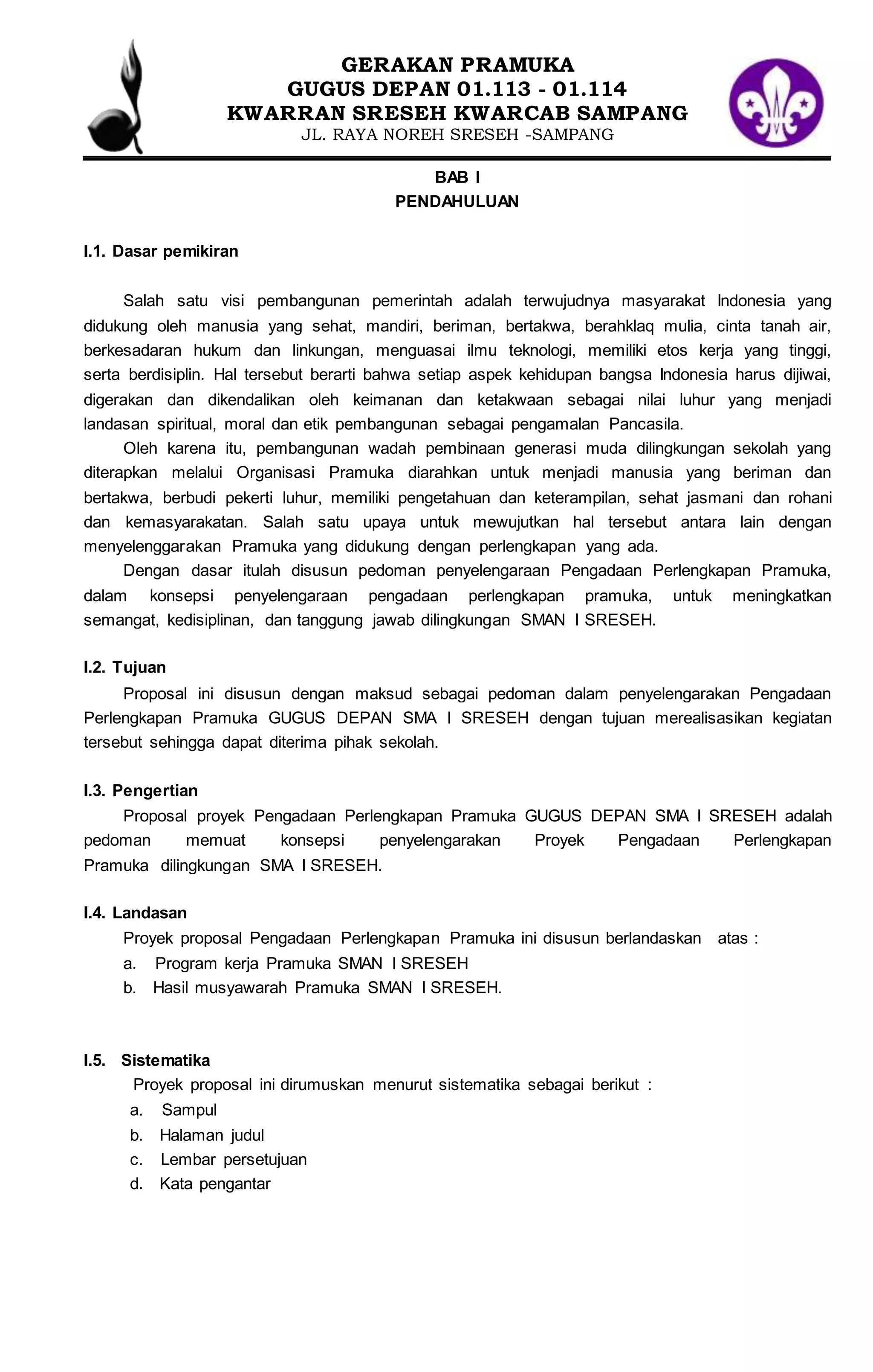 Contoh Proposal Pramuka | DOCX