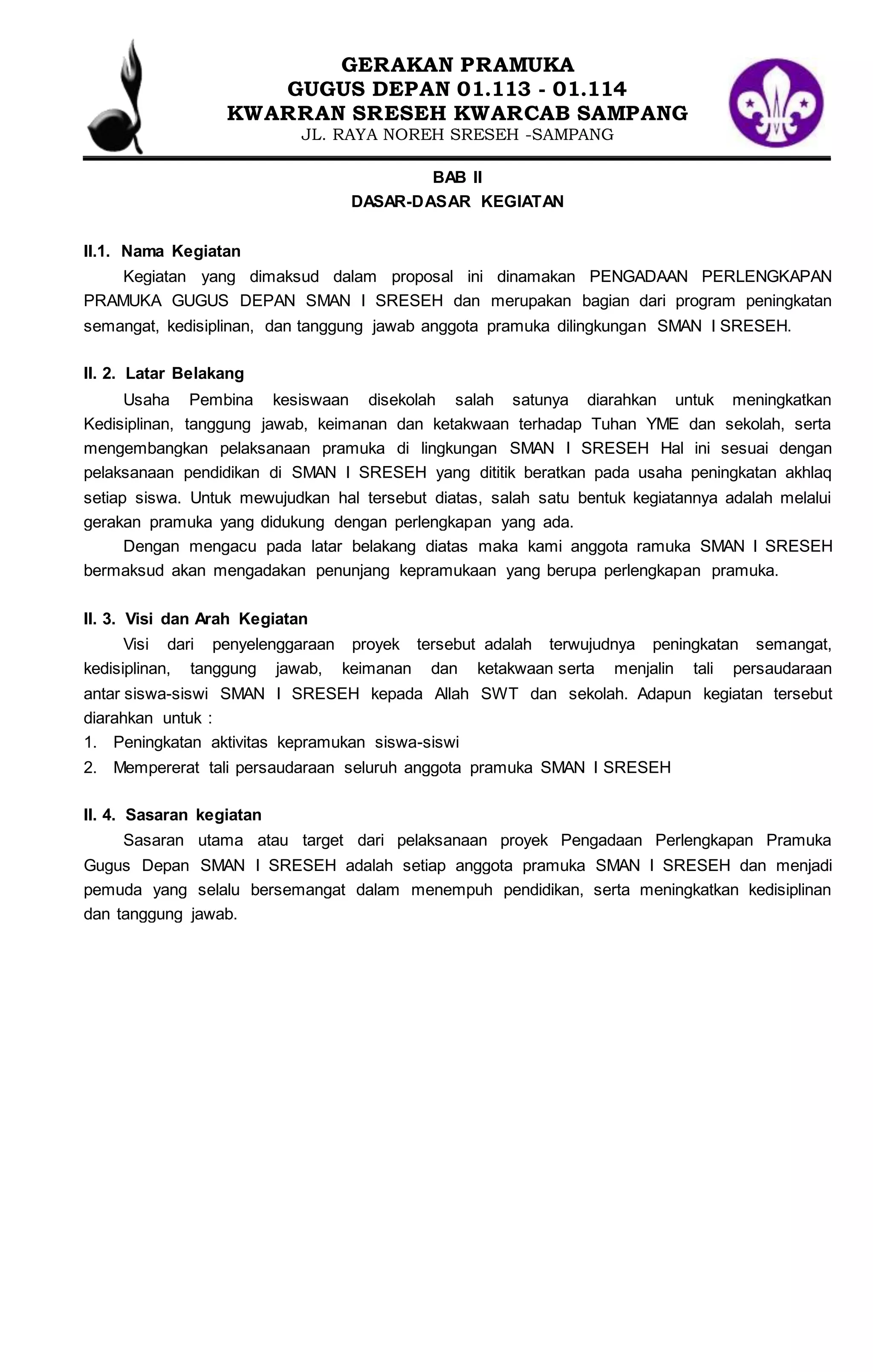 Contoh Proposal Pramuka | DOCX