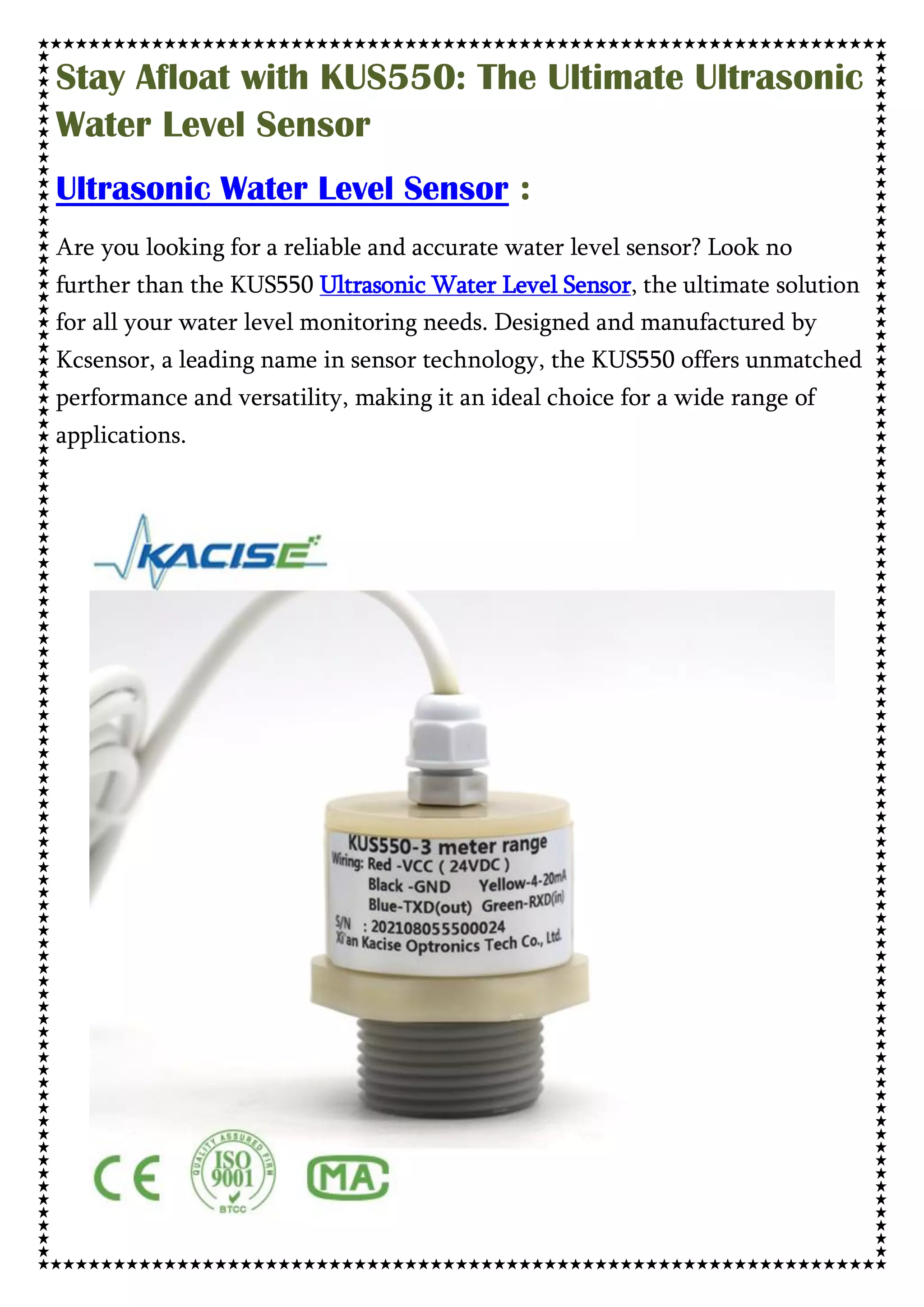Stay Afloat with KUS550- The Ultimate Ultrasonic Water Level Sensor.pdf