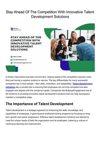 Stay Ahead Of The Competition With Innovative Talent Development ...