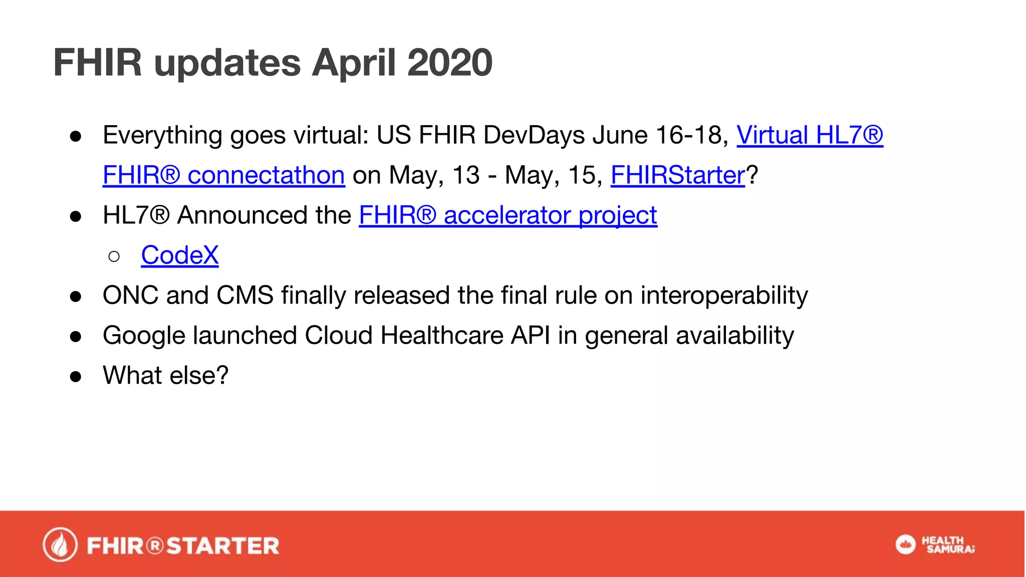 Virtual FHIR meetup introduction | PDF