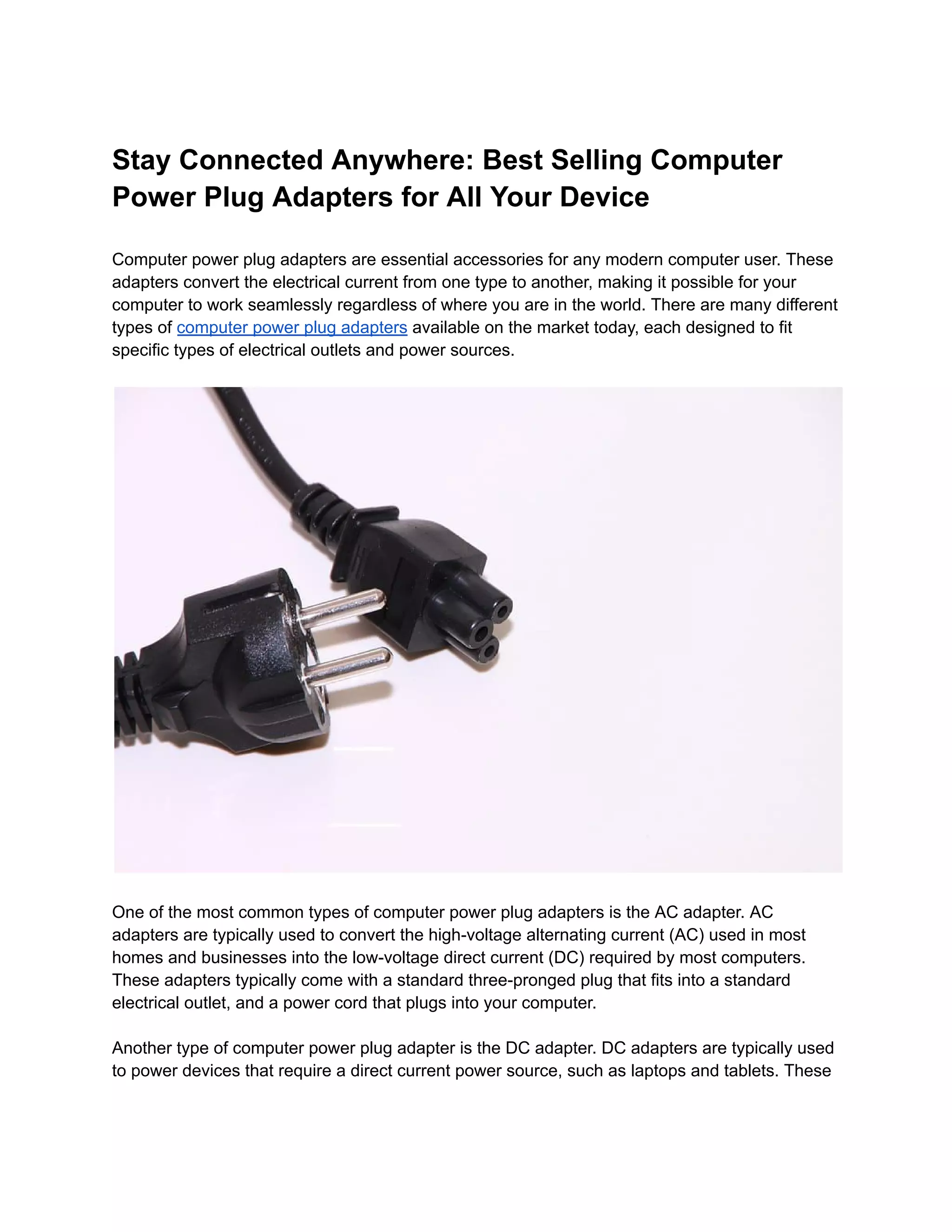Stay Connected Anywhere: Best Selling Computer Power Plug Adapters for ...