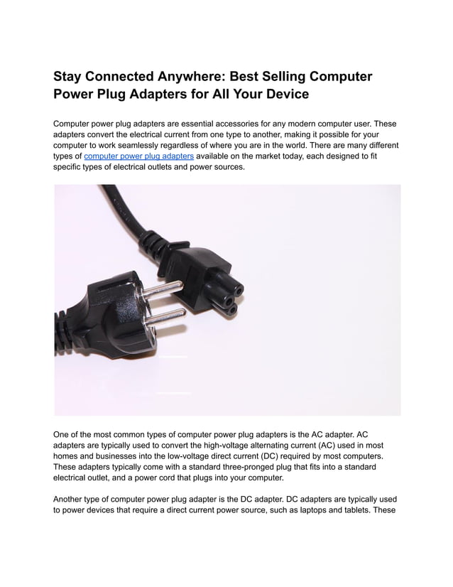 Stay Connected Anywhere: Best Selling Computer Power Plug Adapters for ...