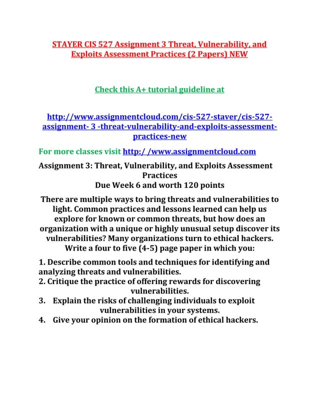 Stayer cis-527-assignment-3-threat | PPT | Information and Network Security | Computing