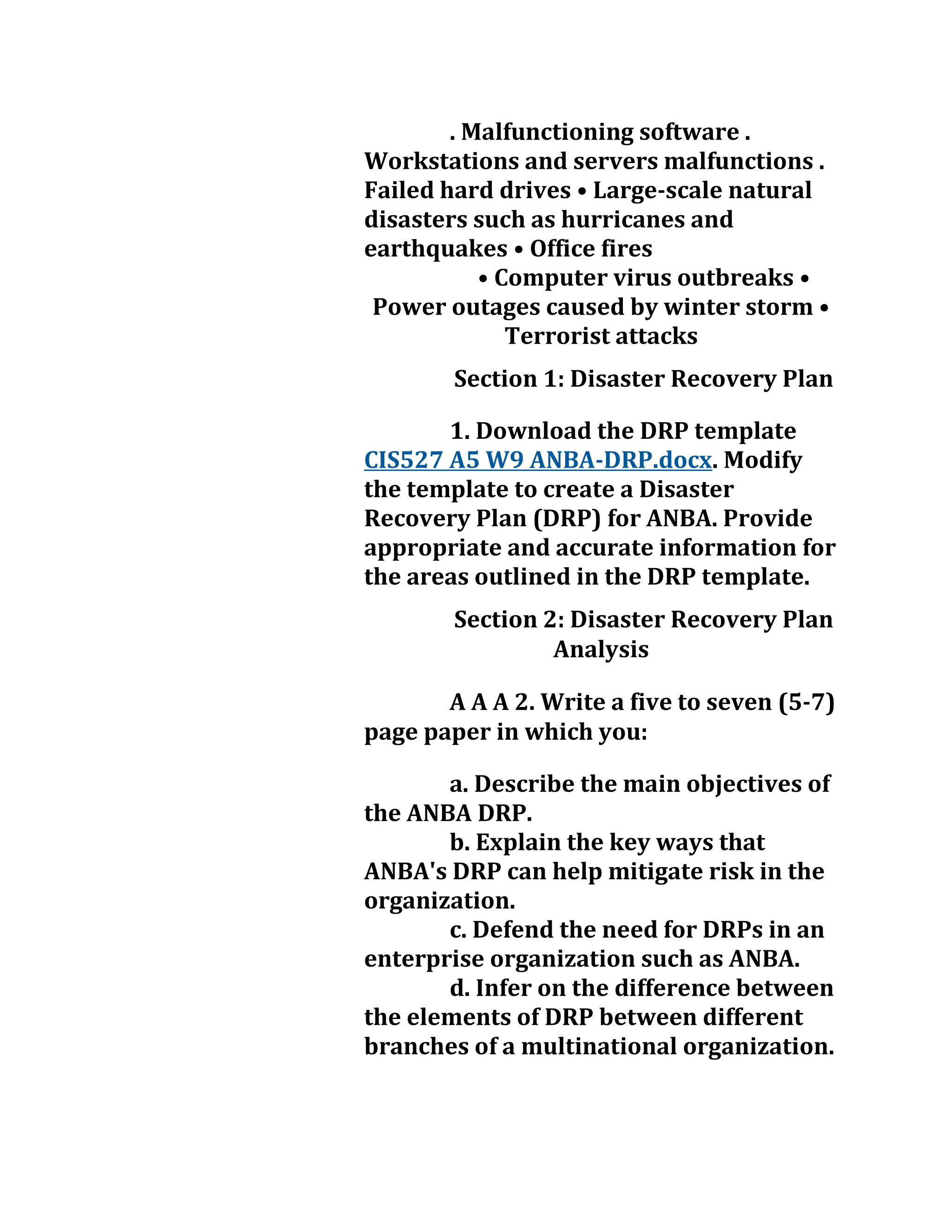 Stayer cis-527-assignment-5-disaster-recovery-plan | PDF