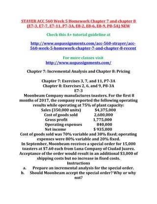 Stayer acc 560 week 5 homework chapter 7 and chapter 8 | DOC