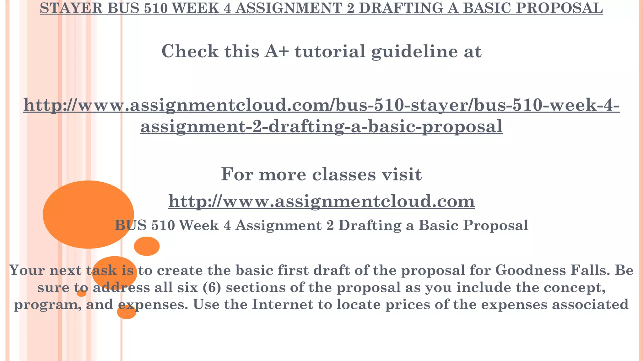 Stayer bus 510 week 4 assignment 2 drafting | PPT