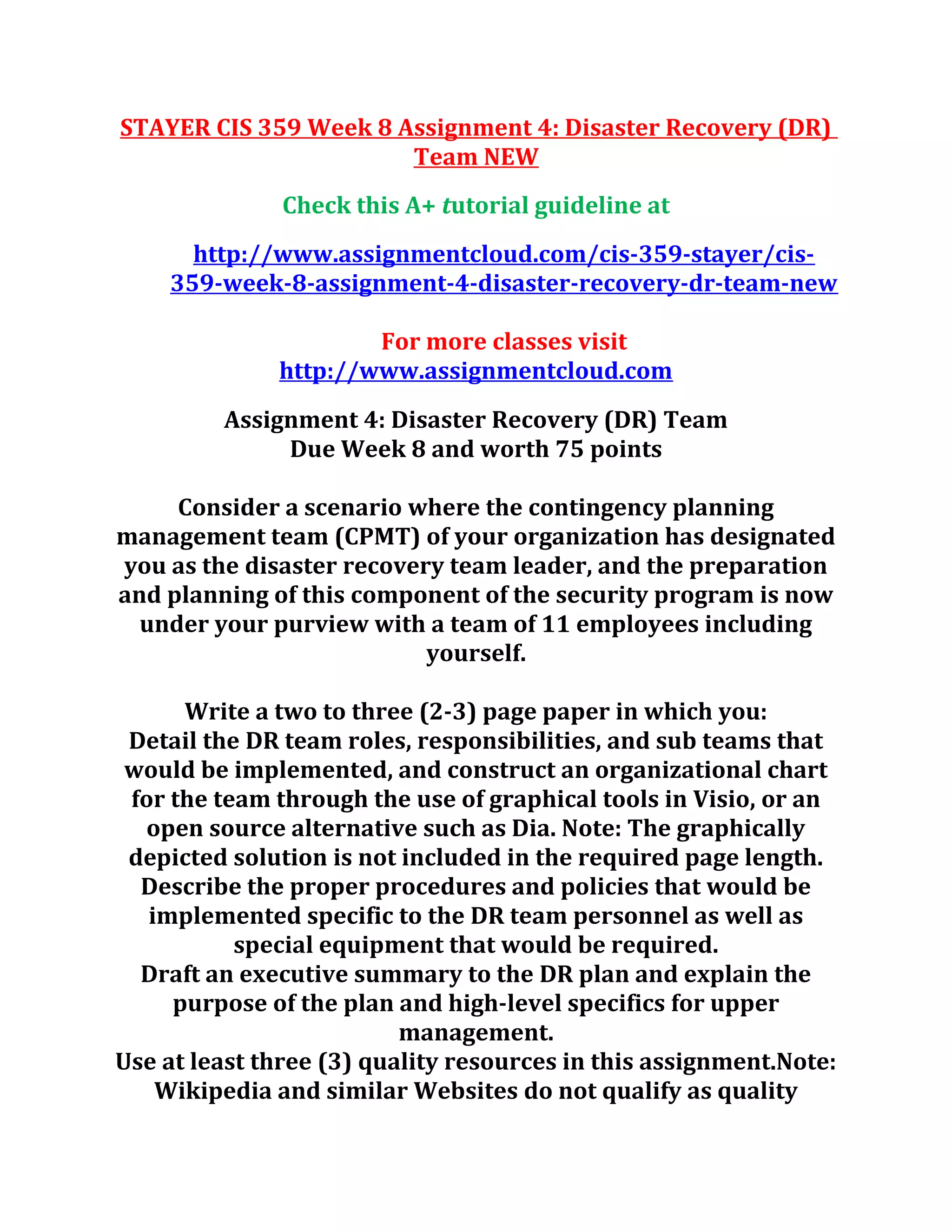 Stayer cis 359 week 8 assignment 4 | PDF