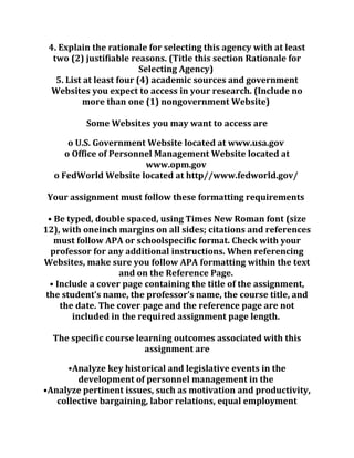 Stayer pad 530 assignment 1 rationale and analysis for agency selected ...