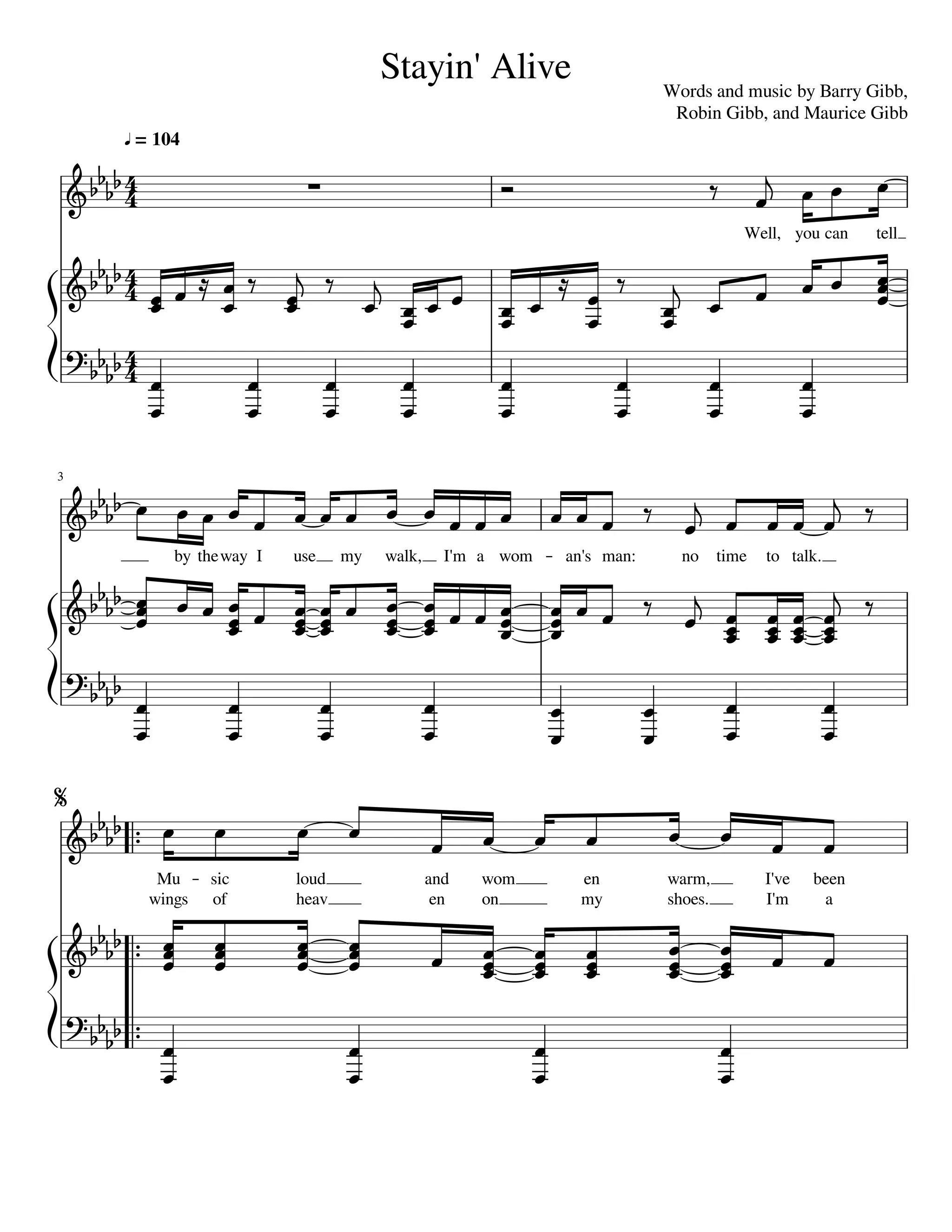 Stayin alive - piano sheet | PDF