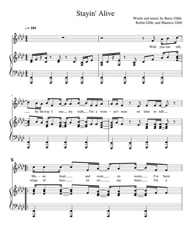 Stayin alive - piano sheet | PDF