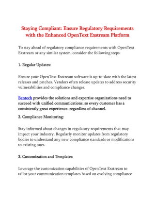 Staying Compliant Ensure Regulatory Requirements with the Enhanced ...
