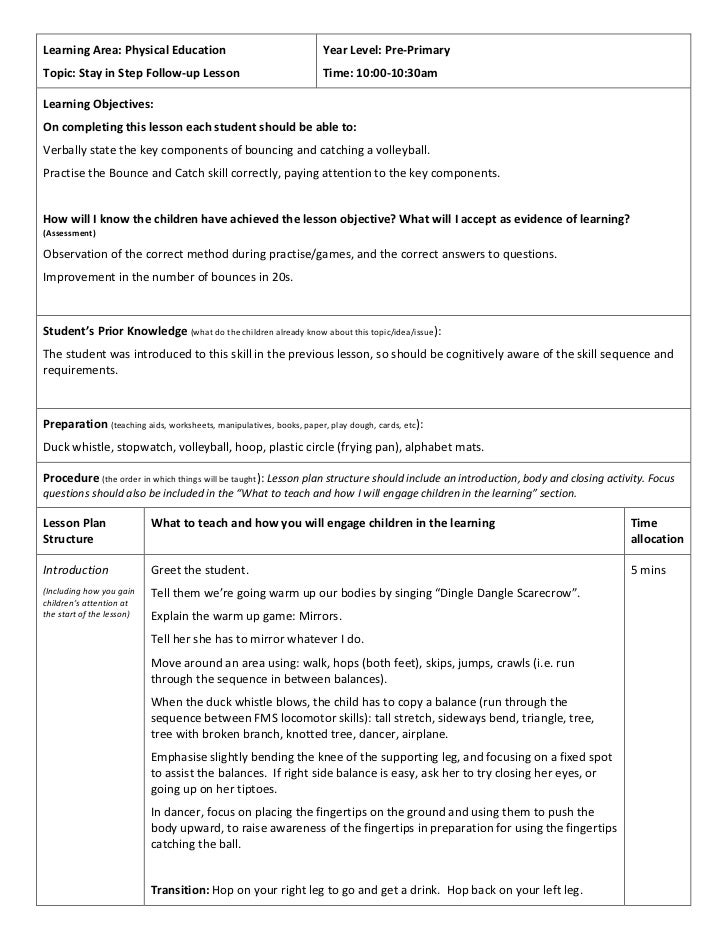 Stay in Step Follow Up Lesson Plan