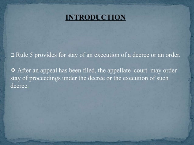 Stay on execution of decree | PPTX | Law