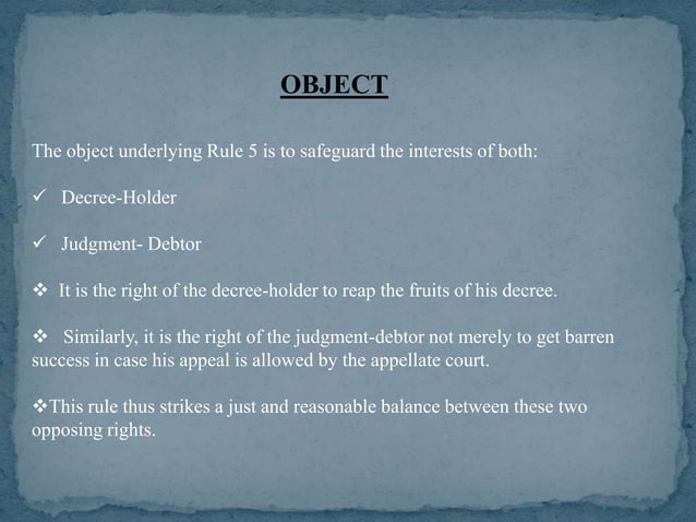 Stay on execution of decree | PPTX | Law