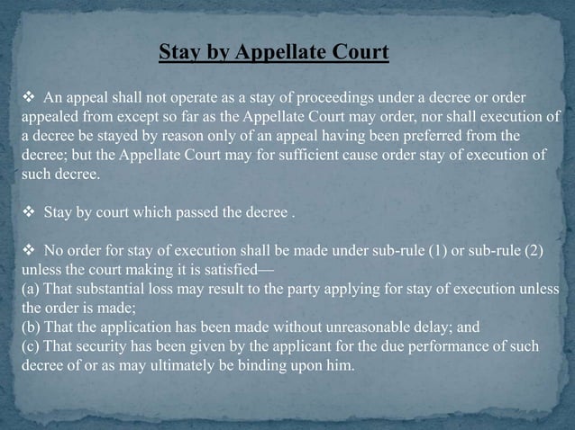 Stay on execution of decree | PPTX | Law