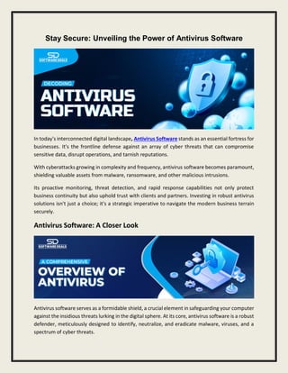 Stay Secure: Unveiling the Power of Antivirus Software | PDF ...