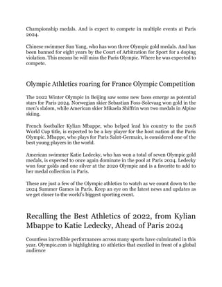 Stay Updated Latest News on Olympic Athletics and Competition at the ...