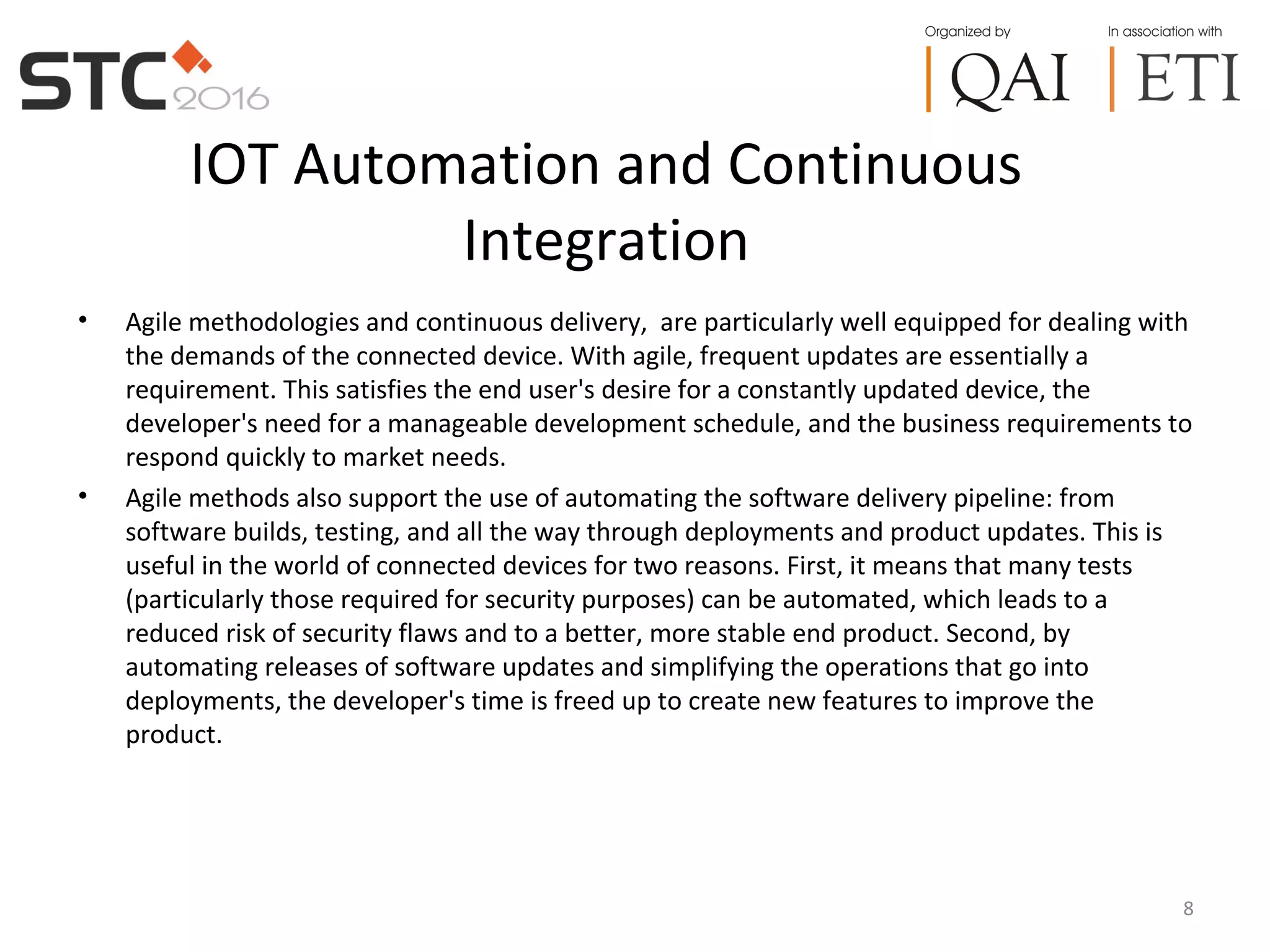 Stc 2016 Regional Round Iot Testing In Agile Ppt