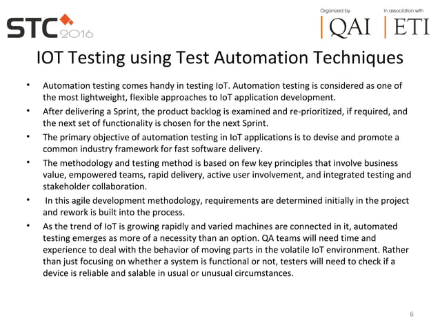 Stc 2016 Regional Round Iot Testing In Agile Ppt