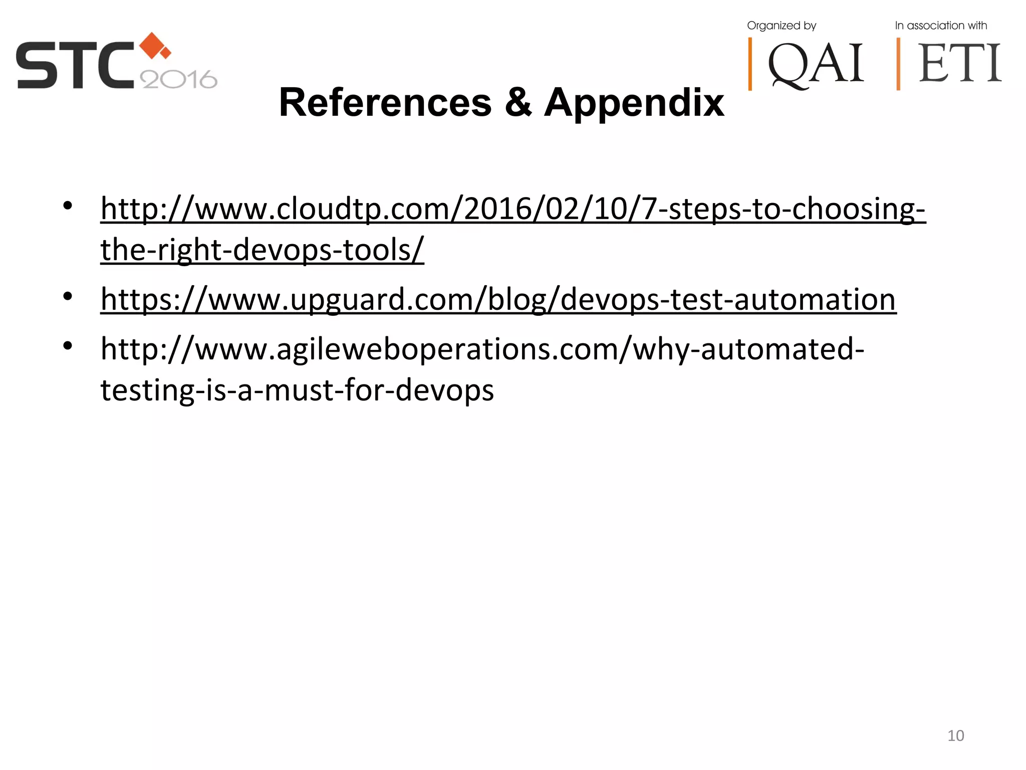Stc 2016 Regional Round Ppt Automation Testing With Devops In Agile Methodolgy Ppt