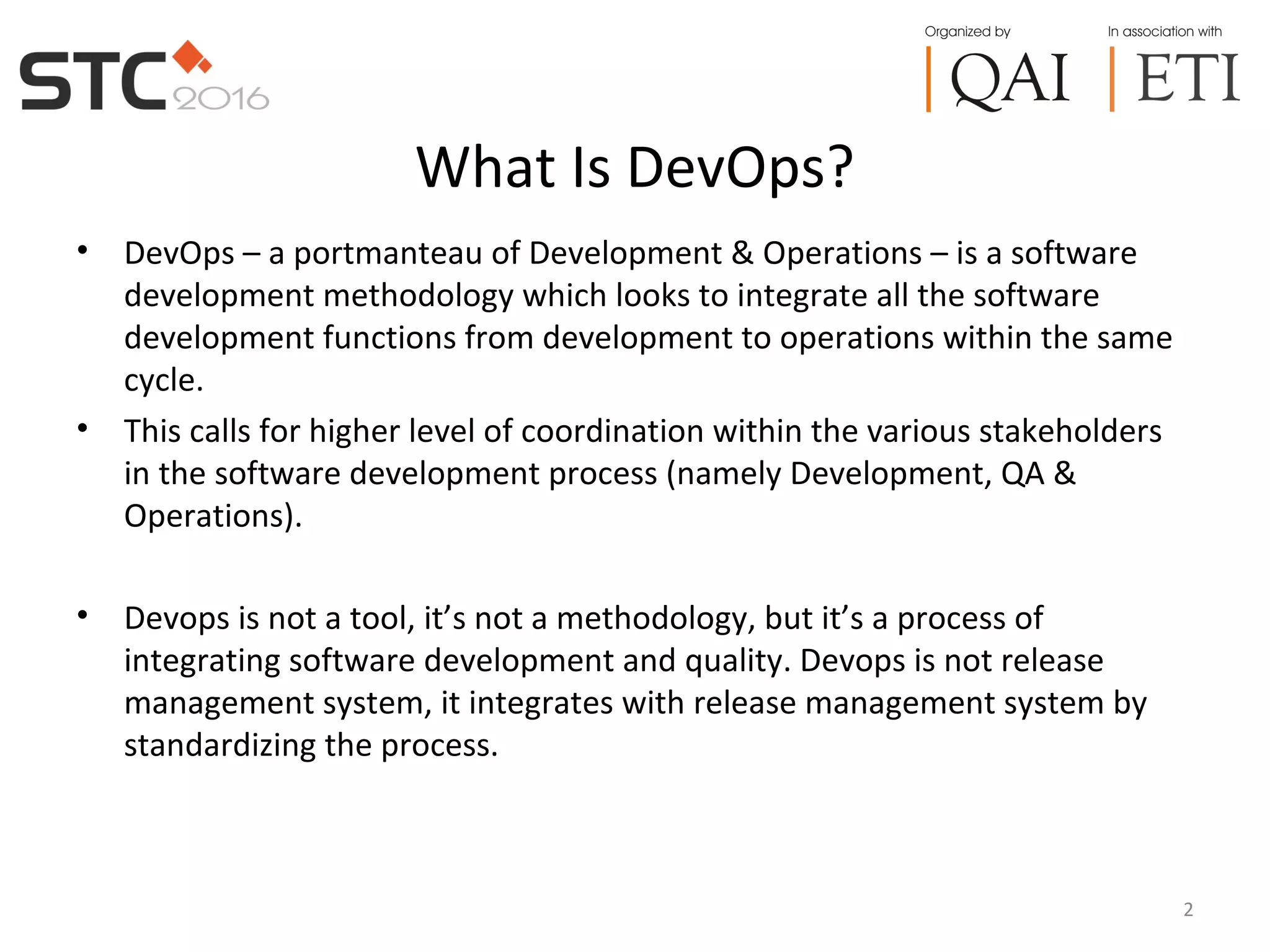 Stc 2016 Regional Round Ppt Automation Testing With Devops In Agile