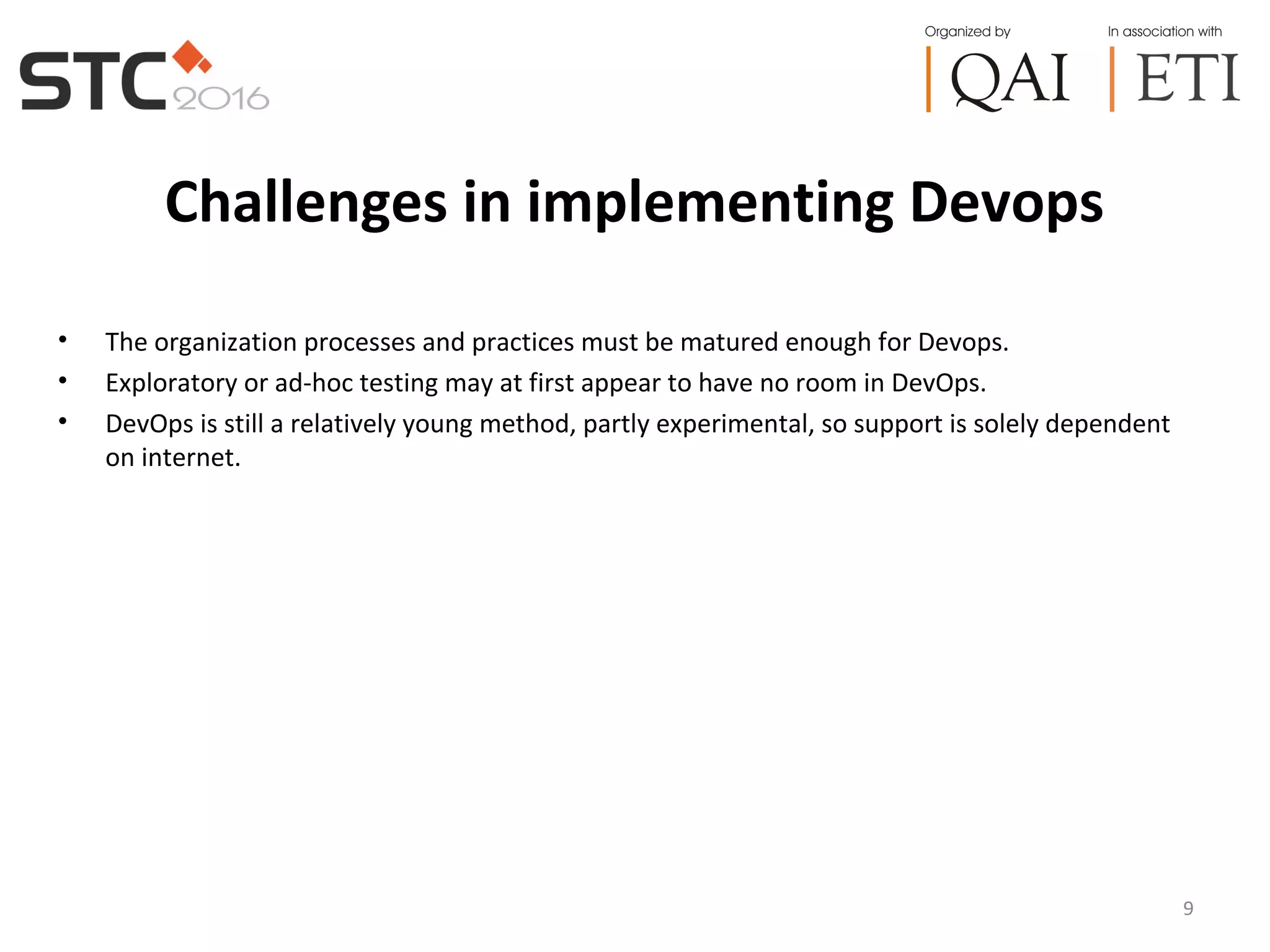 Stc 2016 Regional Round Ppt Automation Testing With Devops In Agile