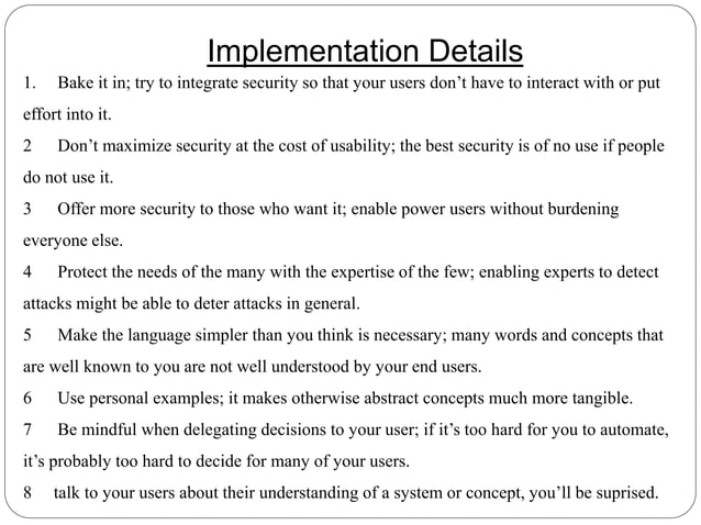 Eight lightweight usable security principal for Developers | PPT
