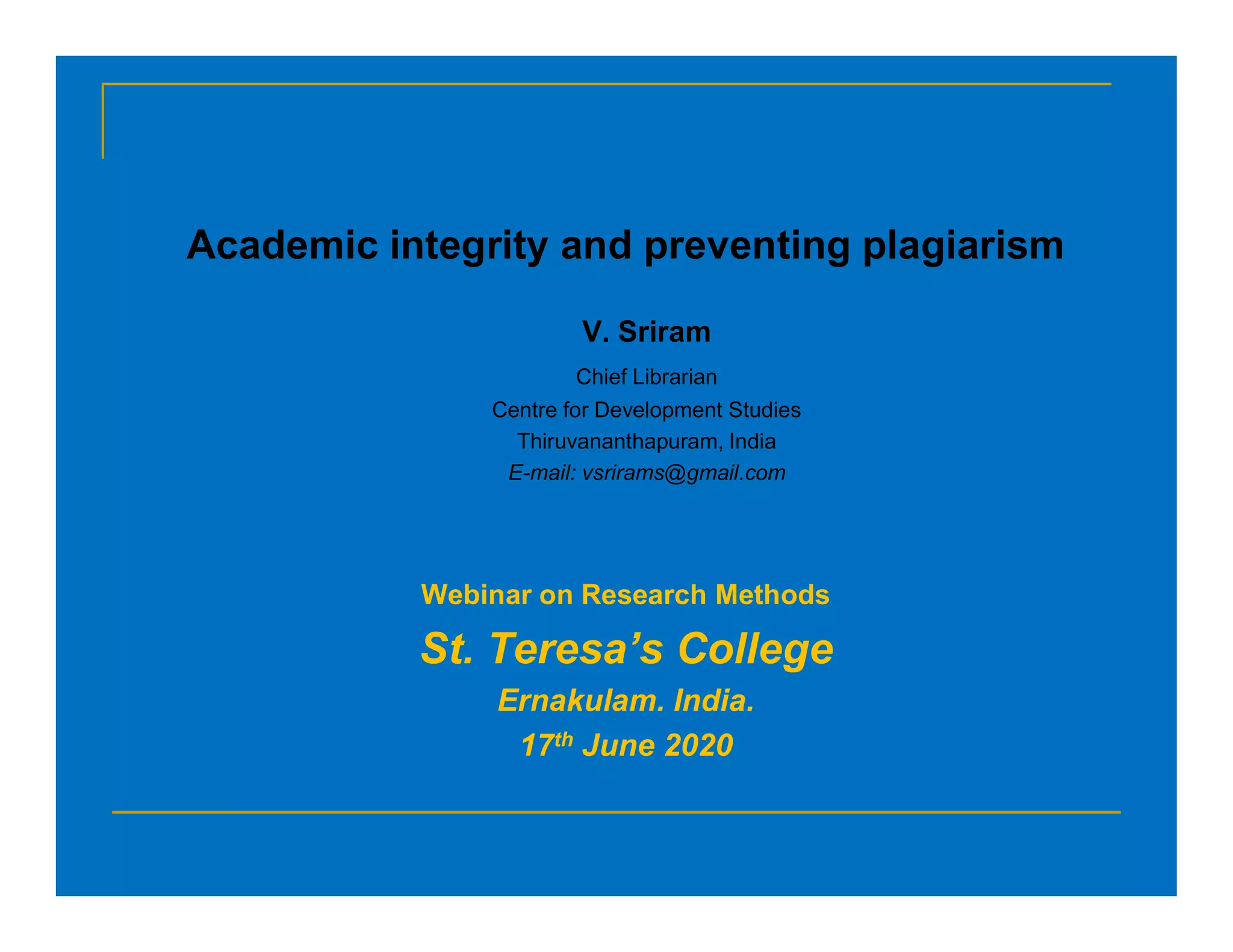 Academic integrity and preventing plagiarism | PDF