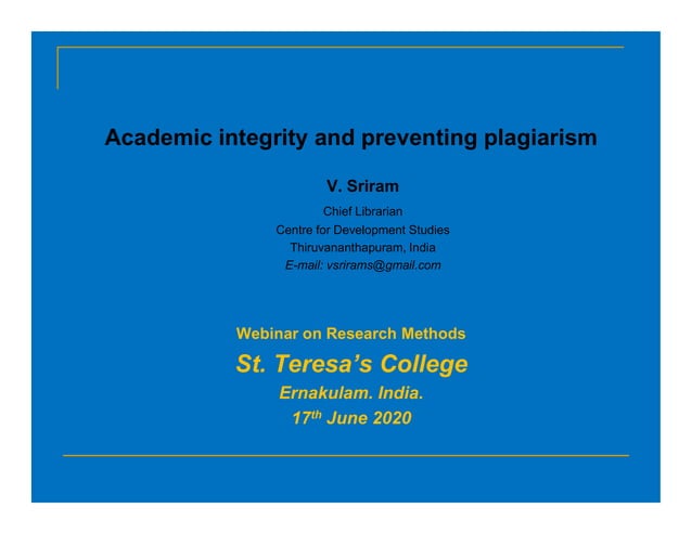 Academic integrity and preventing plagiarism | PDF