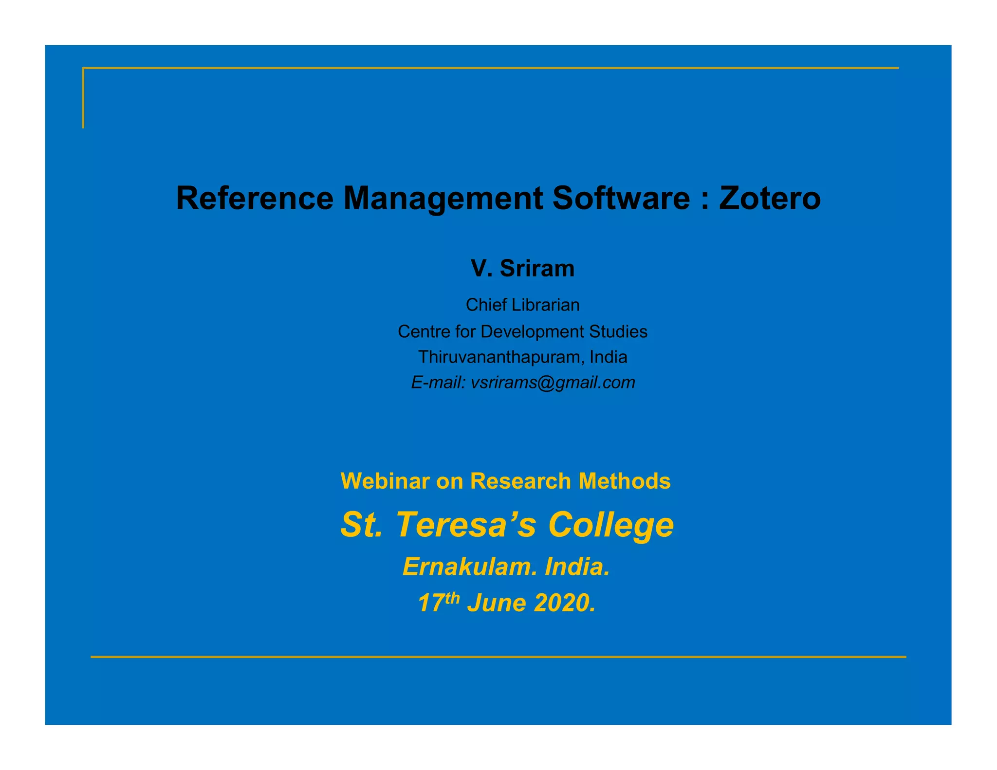 Reference management software: Zotero | PDF