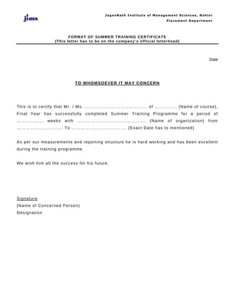 St certificate format (1) | PDF