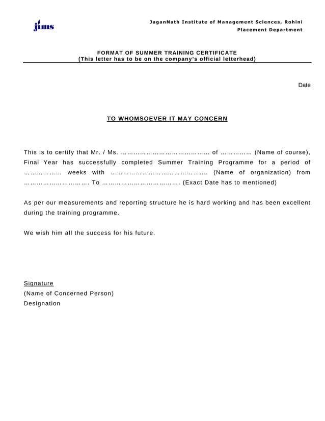 St certificate format (1) | PDF