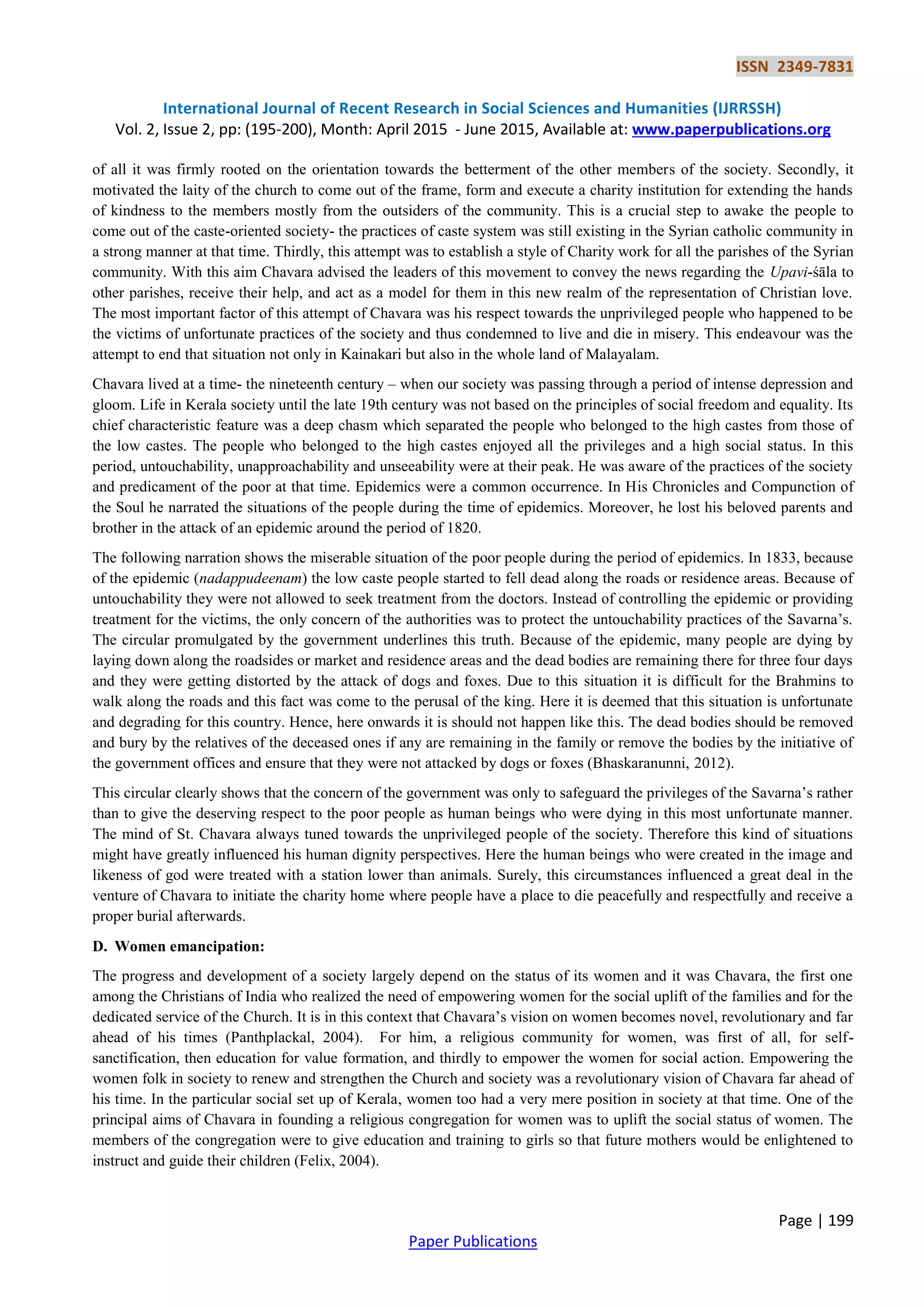 St. Chavara: A Harbinger of Human Dignity | PDF