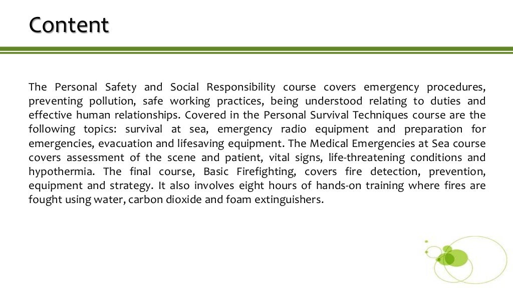 STCW Basic Safety Training