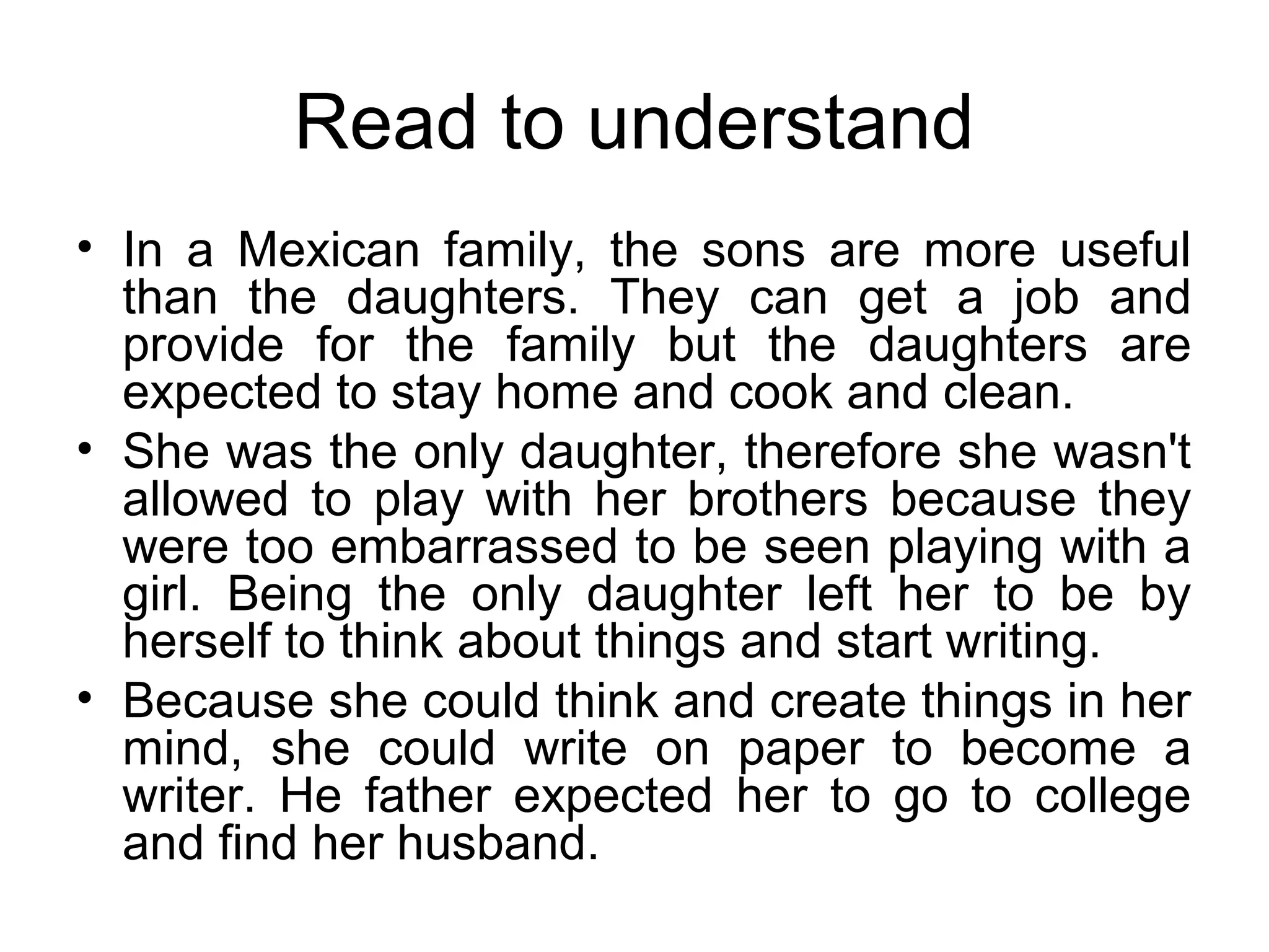 Only Daughter by Sandra Cisneros | PPT