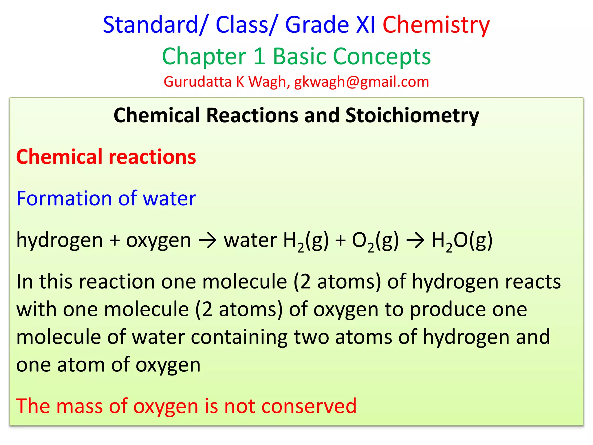 Std XI-Chem-Ch1-Concepts-Chemical-reactions-Stoichiometry | PPT