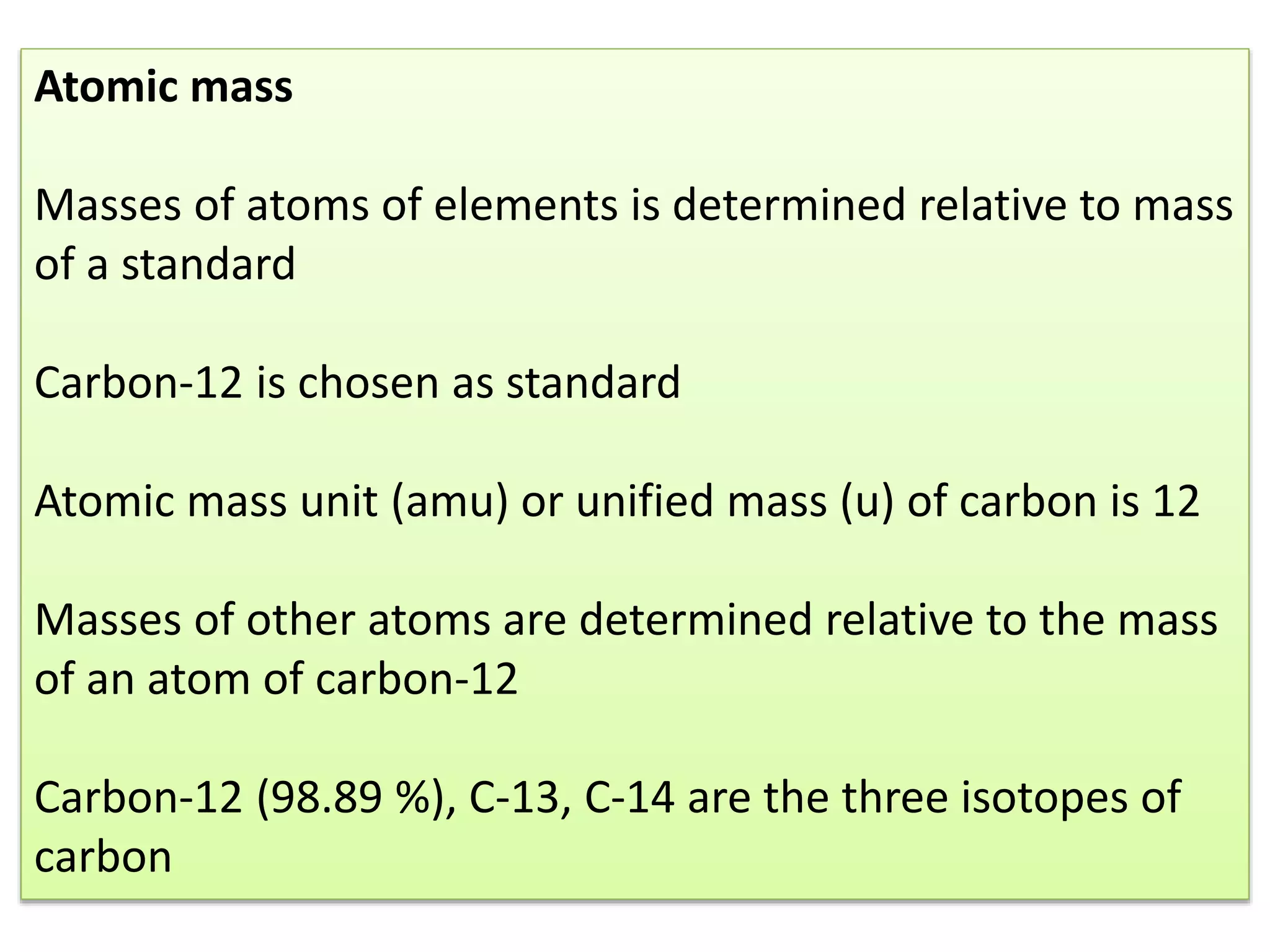 Std XI-Chem-Ch1-Concepts-Isotopes-Atomic-mass-Molecular-mass | PPT
