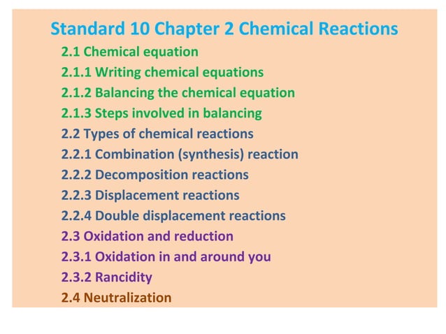 Std 10, Chapter 2-Chemical Reactions | PPT | Chemistry | Science