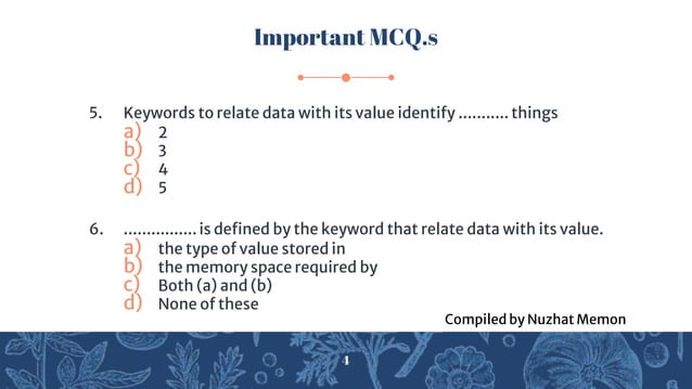 Std 10 chapter 11 data type, expression and operators important MCQs | PPTX